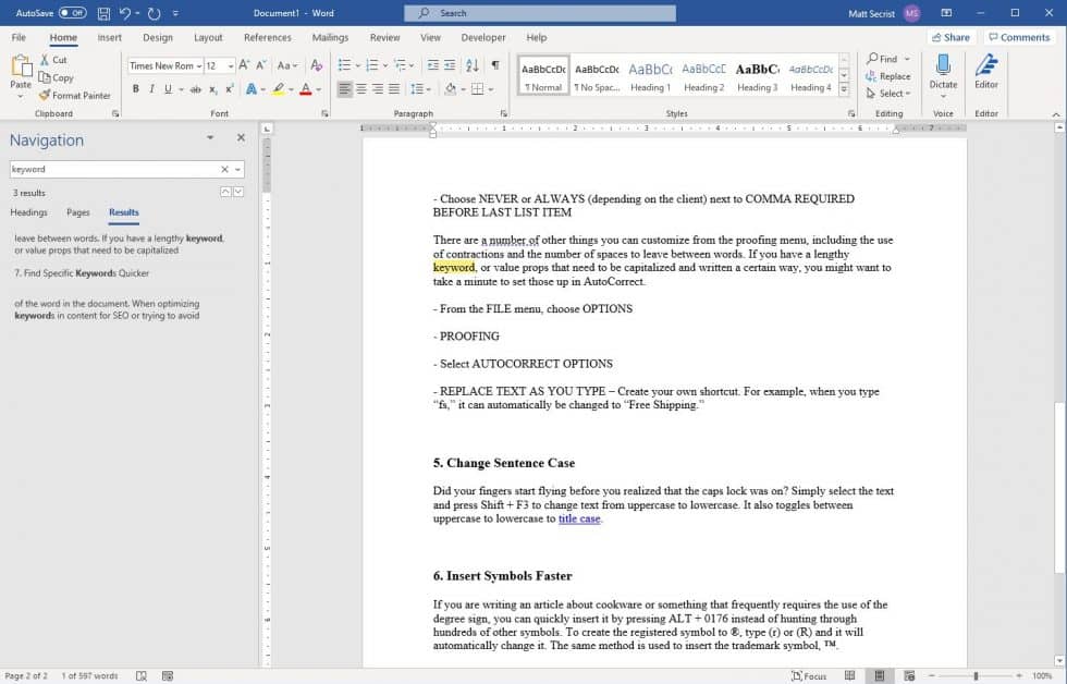 Top 7 Microsoft Word Shortcuts for Writers - BKA Content